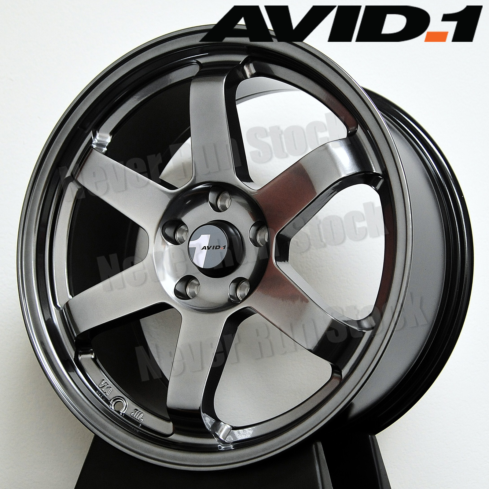 AVID.1 AV-06 18x9.5 5x114.3 +24 OFFSET HYPER BLACK TE 6 SPOKE TUNER 4 ...