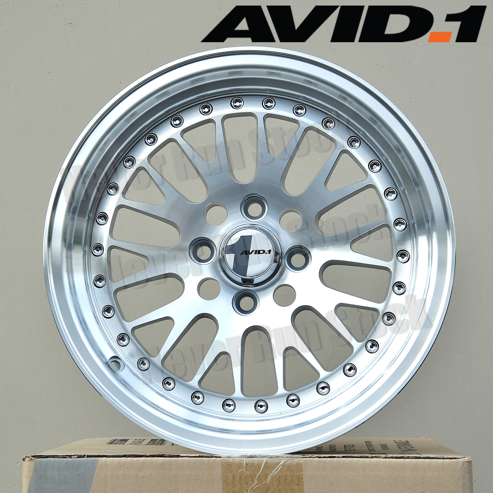 AVID.1 AV-12 16x8 4x100/114.3 +25 SILVER MACHINE FACE MESH LIP TUNER ...