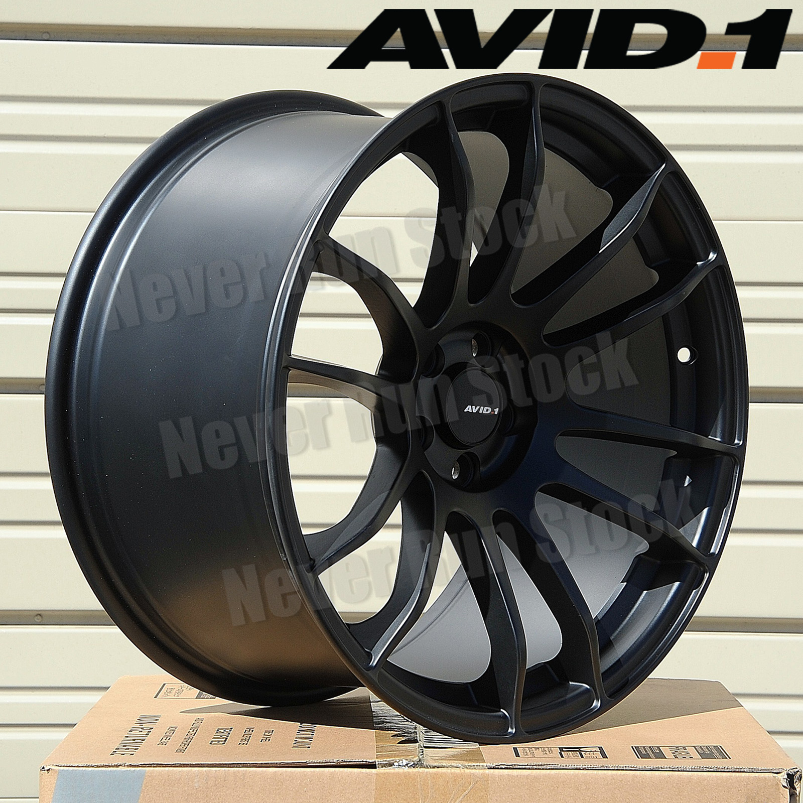 AVID.1 AV-20 18x9.5 5x114.3 +22 MATTE BLACK 12 SPOKES CONCAVE TUNER 4 ...